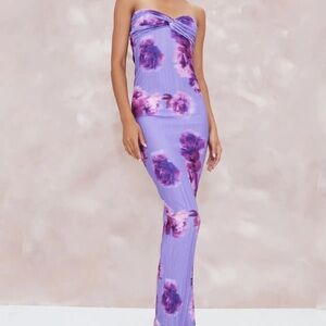 Commense | Dresses | Nwt Commense Floral Plisse Twist Tube Long Dress ...